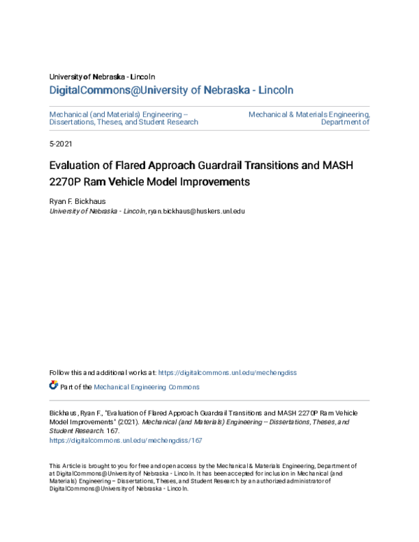 (PDF) Evaluation of Flared Approach Guardrail Transitions and MASH ...