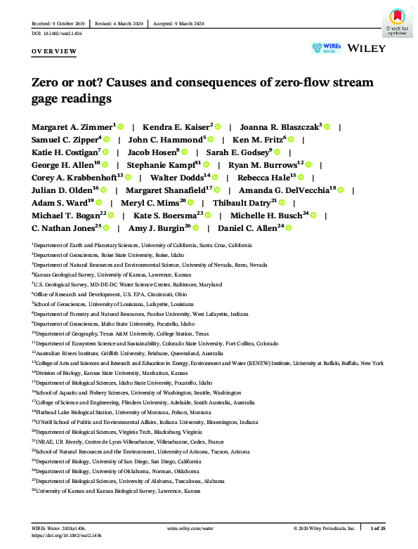 (PDF) Zero or not? Causes and consequences of zero‐flow stream gage ...