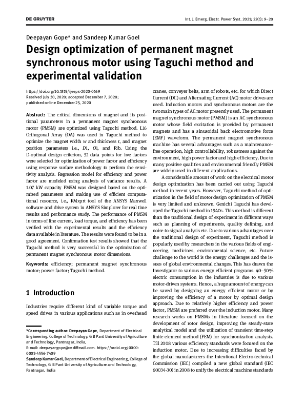 (PDF) Design optimization of permanent magnet synchronous motors for high torque capability and ...