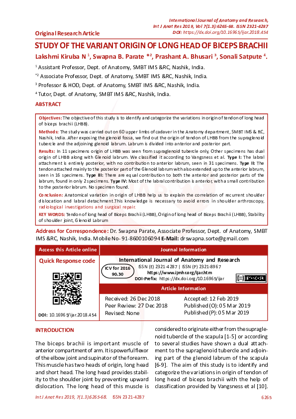 (PDF) Study of the Variant Origin of Long Head of Biceps Brachii ...