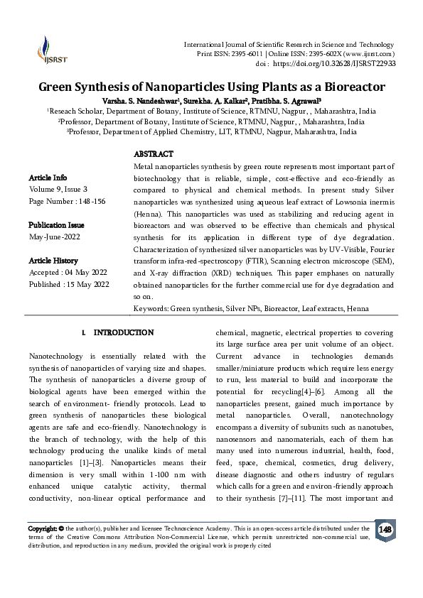 (PDF) Eco-Friendly Synthesis of Silver Nanoparticles