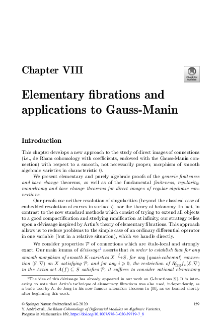 (PDF) Elementary fibrations and applications to Gauss-Manin
