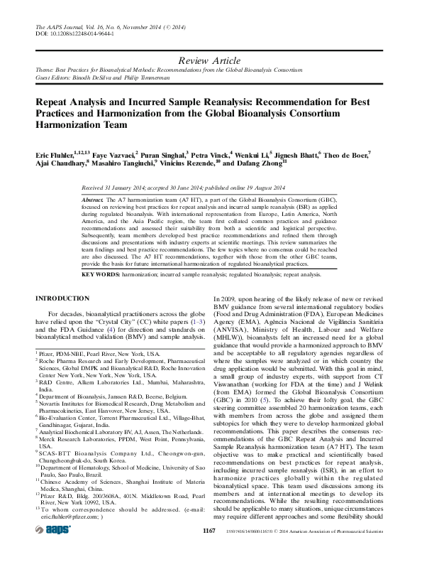 (PDF) Repeat Analysis and Incurred Sample Reanalysis: Recommendation ...