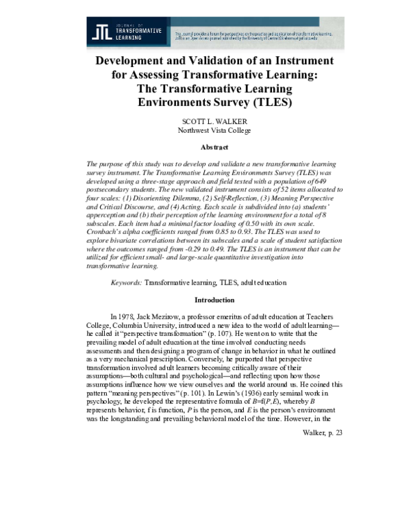 (PDF) Development and Validation of an Instrument for Assessing ...