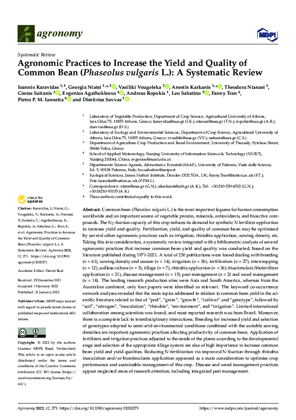 Pdf Agronomic Practices To Increase The Yield And Quality Of Common