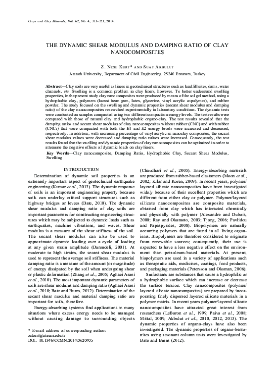 (PDF) The Dynamic Shear Modulus and Damping Ratio of Clay ...