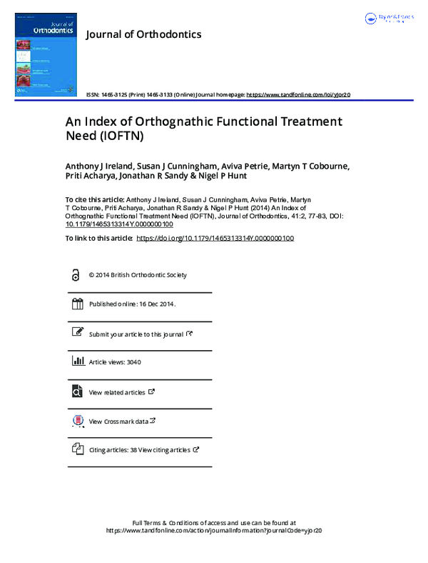 (PDF) An index of orthognathic functional treatment need (IOFTN)
