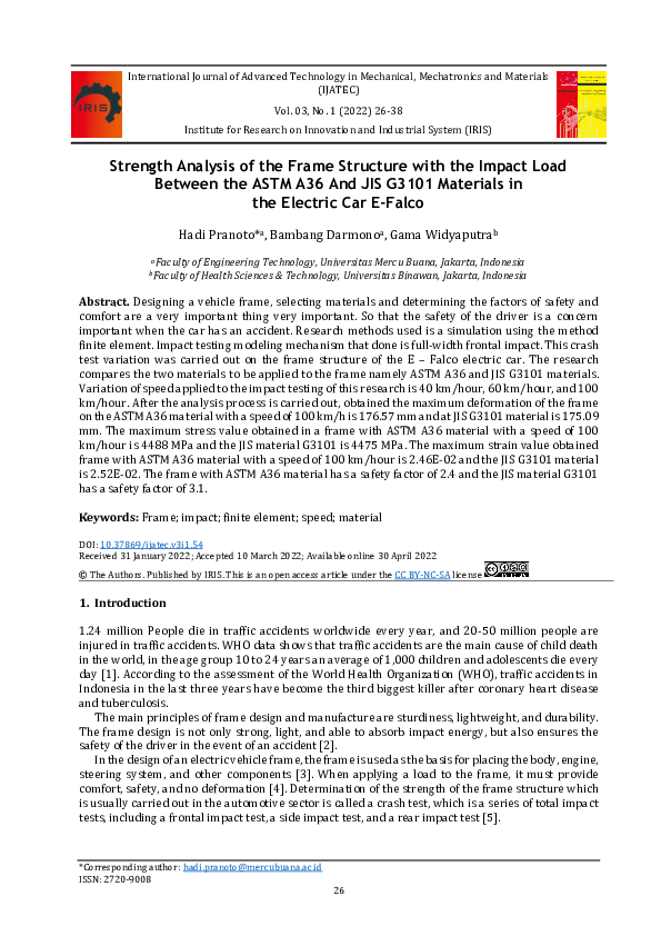 (PDF) Strength Analysis of the Frame Structure with the Impact Load ...
