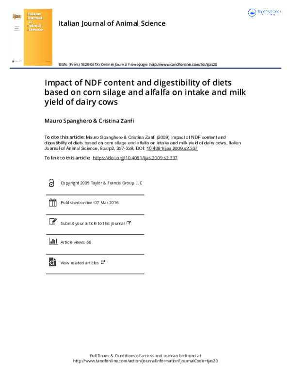 (PDF) Impact of NDF content and digestibility of diets based on corn silage and alfalfa on ...