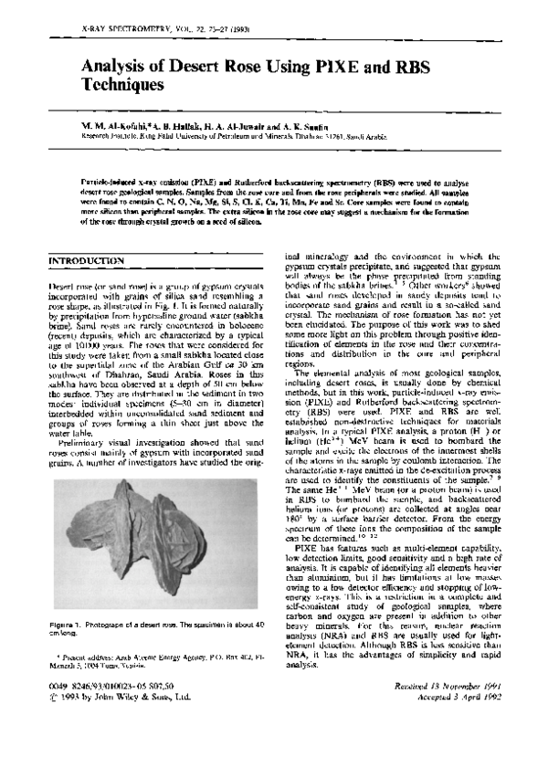 (PDF) Analysis of desert rose using PIXE and RBS techniques | Awni ...