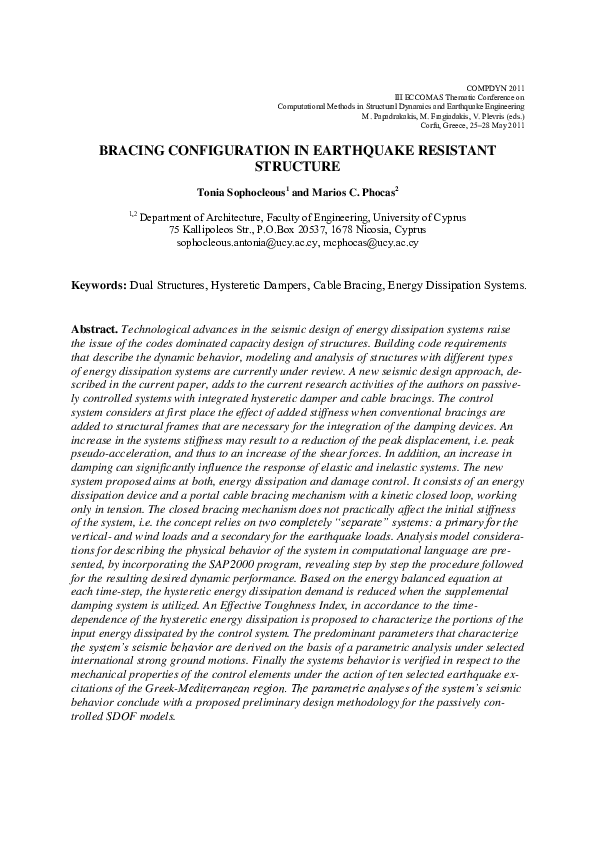 (PDF) Bracing configuration in earthquake resistant structure