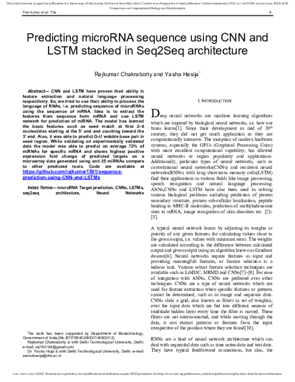 (PDF) Predicting microRNA sequence using CNN and LSTM stacked in Seq2Seq architecture