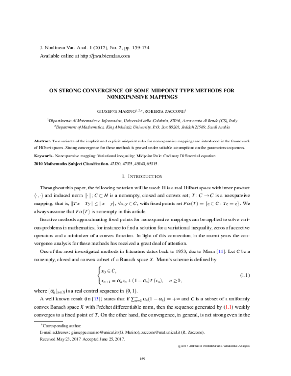 (PDF) Midpoint Methods for Nonexpansive Mappings