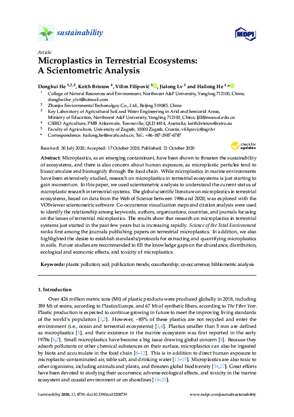 Pdf Microplastics In Terrestrial Ecosystems A Scientometric Analysis