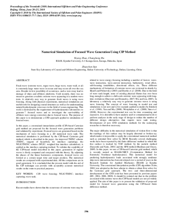 (PDF) Numerical simulation of focused wave generation using CIP method