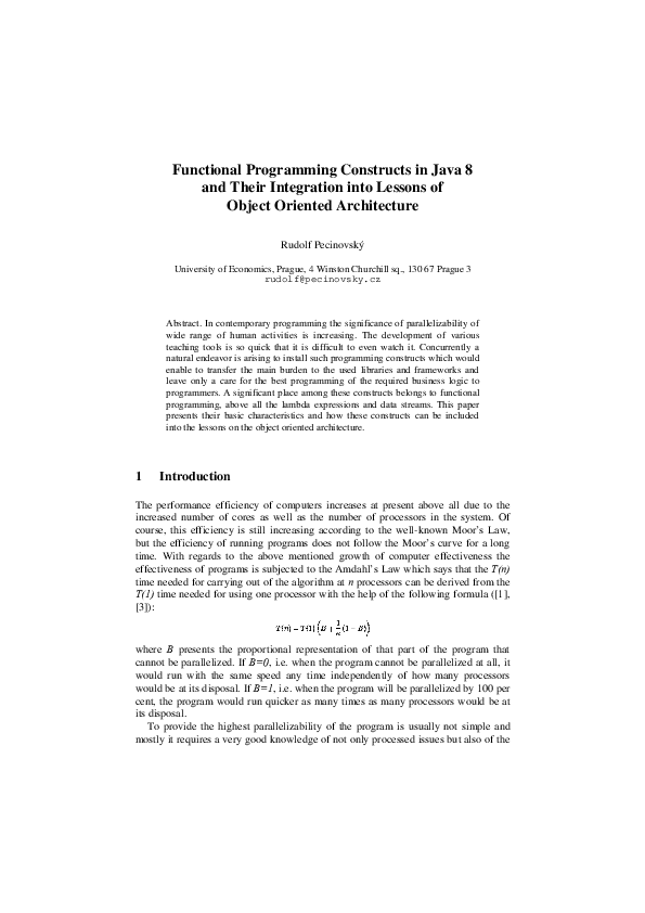 (PDF) Functional Programming Constructs in Java 8 and Their Integration ...