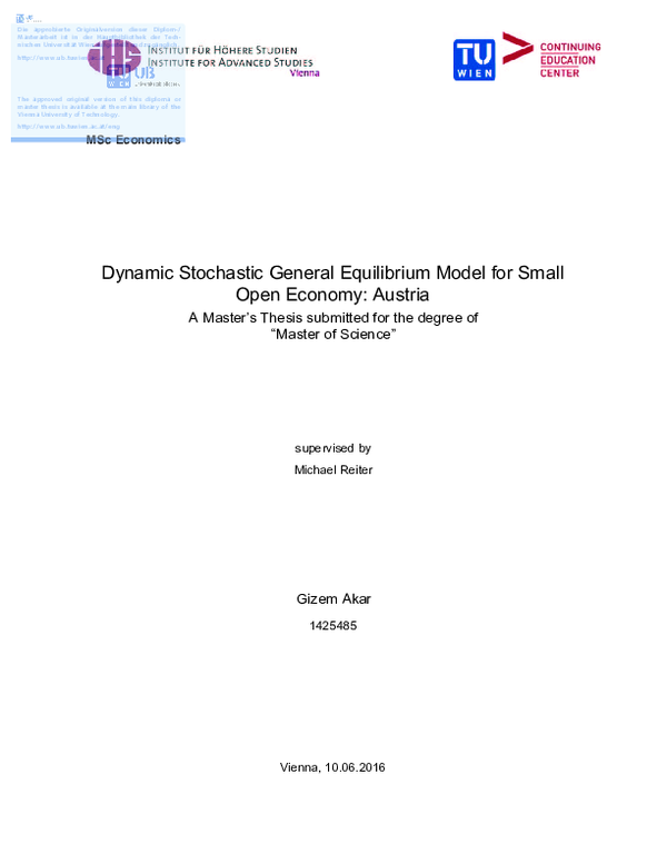 Pdf Dynamic Stochastic General Equilibrium Model For Small Open