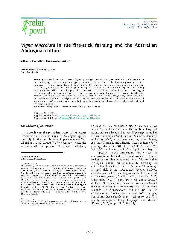 (PDF) Vigna lanceolata in the fire-stick farming and the Australian ...