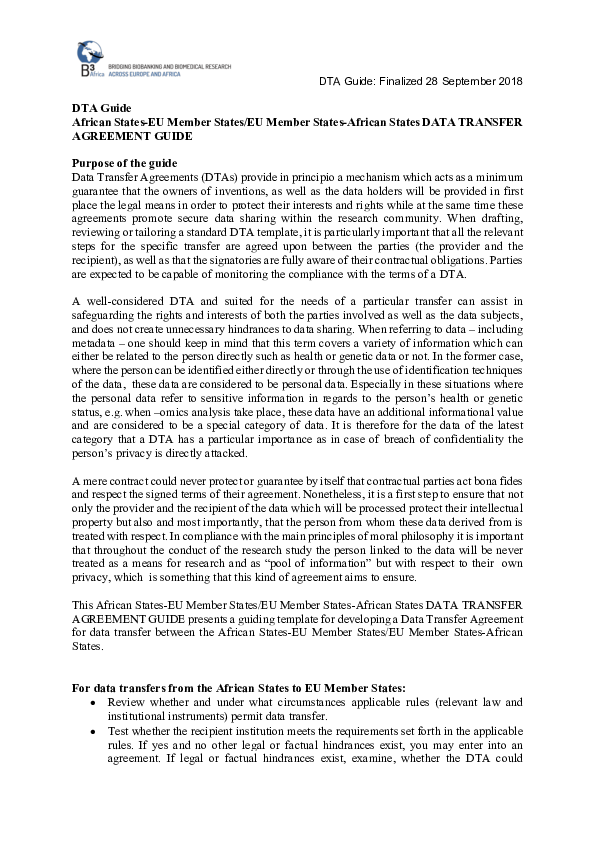 (PDF) Data Transfer Guide for African States/EU Member States
