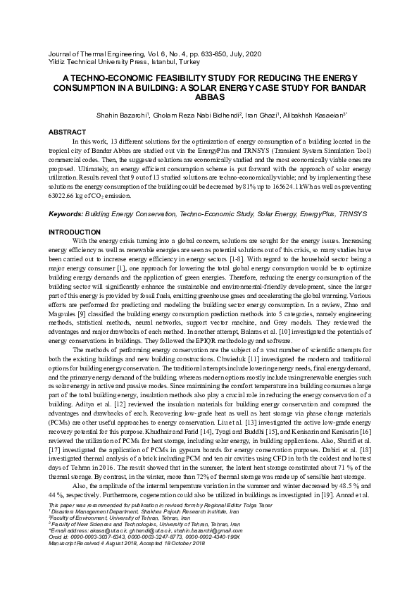 (PDF) A Techno-Economic Feasibility Study for Reducing the Energy Consumption in a Building: A ...