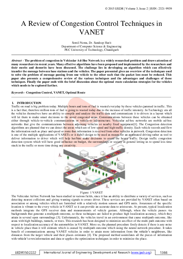 (PDF) A Review of Congestion Control Techniques in VANET