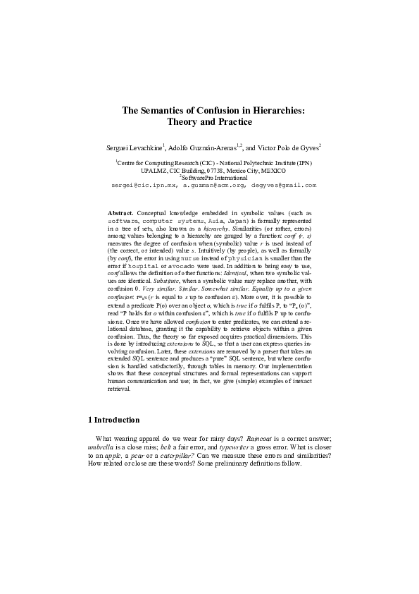 (PDF) The Semantics of Confusion In Hierarchies: Theory and Practice