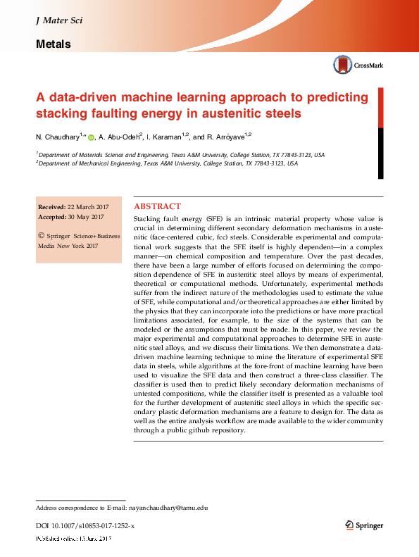 (PDF) A data-driven machine learning approach to predicting stacking faulting energy in ...