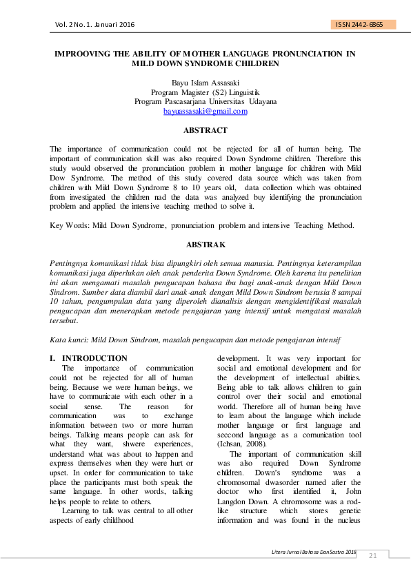 (PDF) Improoving the Ability of Mother Language Pronunciation in Mild ...