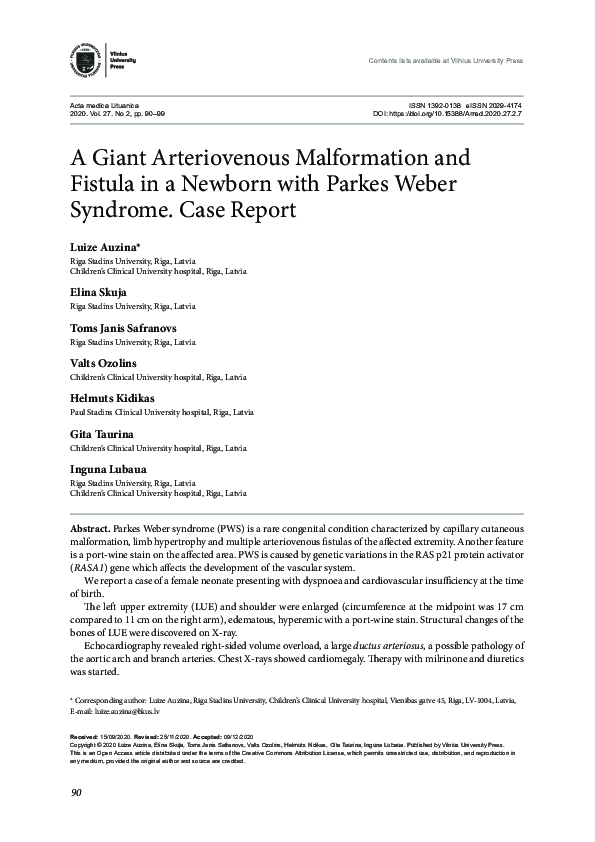 (PDF) A Giant Arteriovenous Malformation and Fistula in a Newborn with ...