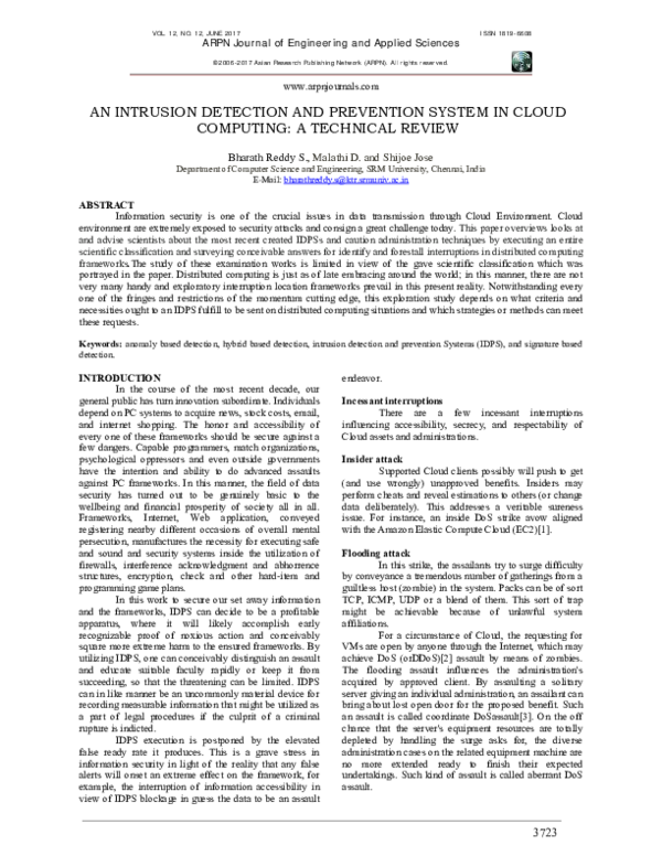 Pdf An Intrusion Detection And Prevention System In Cloud Computing