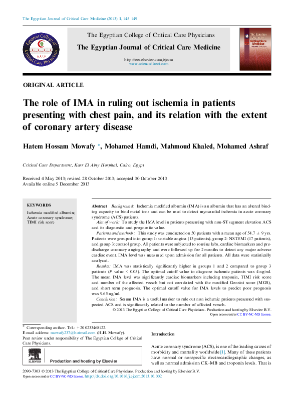(PDF) The role of IMA in ruling out ischemia in patients presenting ...