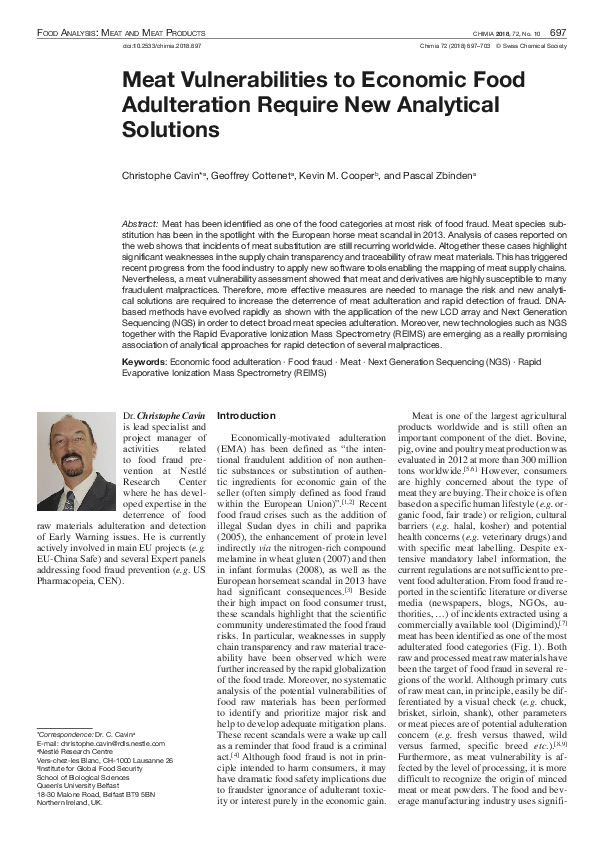 (PDF) Meat Vulnerabilities to Economic Food Adulteration Require New ...