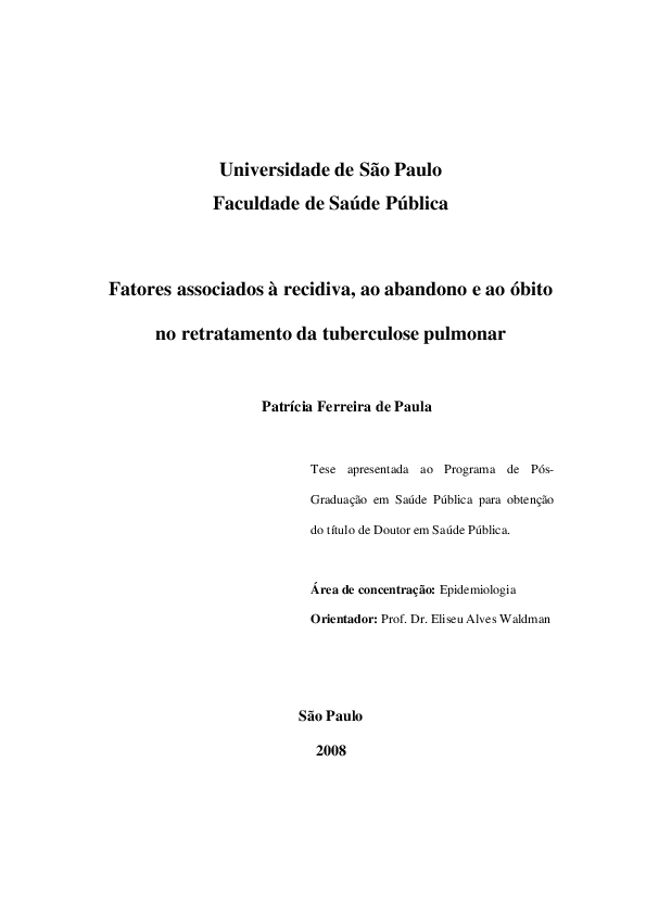 Pdf Fatores Associados à Recidiva Ao Abandono E Ao óbito No