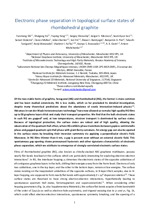 (PDF) Electronic phase separation in multilayer rhombohedral graphite