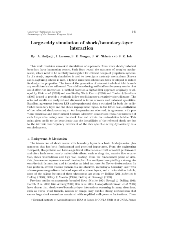 (PDF) Large-Eddy Simulation of Shock/Boundary-Layer Interaction
