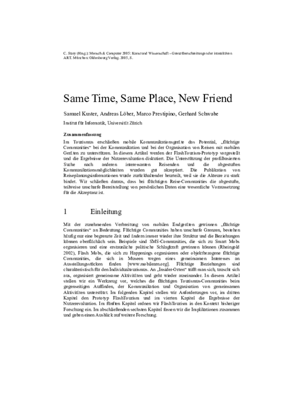 (PDF) Same Time, Same Place, New Friend