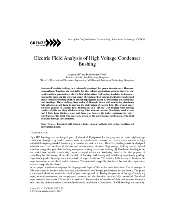 (PDF) Electric Field Analysis of High Voltage Condenser Bushing