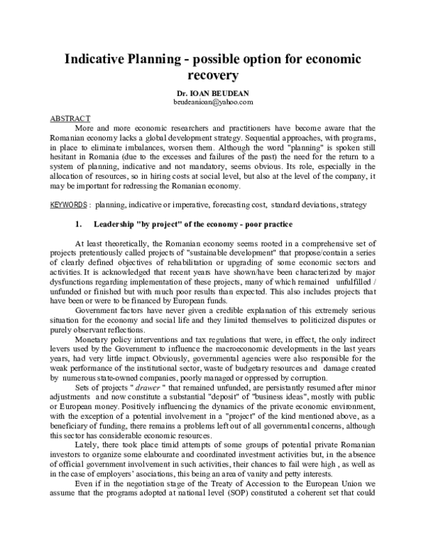 (DOC) Indicative Planning -possible option for economic recovery ...