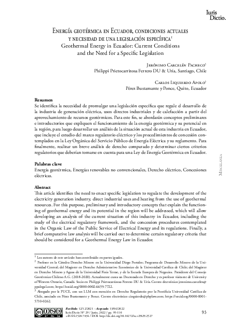 (PDF) Energía geotérmica en Ecuador, condiciones actuales y necesidad ...