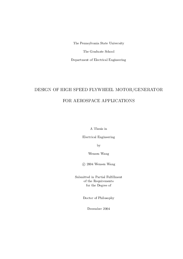 (PDF) Design of High Speed Flywheel Motor/Generator for Aerospace ...
