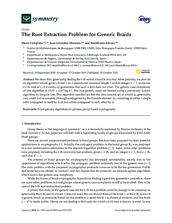(PDF) The Root Extraction Problem for Generic Braids