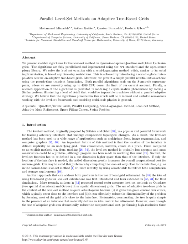 (PDF) Parallel level-set methods on adaptive tree-based grids