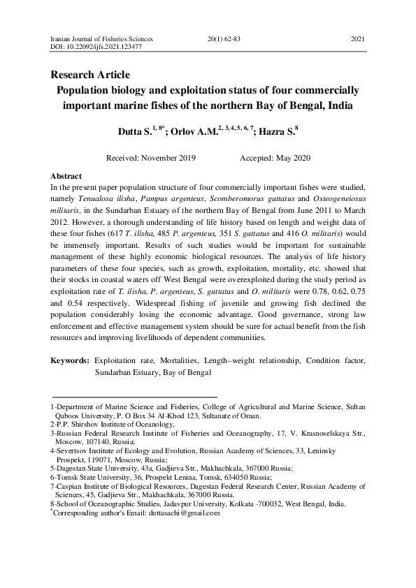 (PDF) Exploitation and Population Biology of Fishes in Bay of Bengal