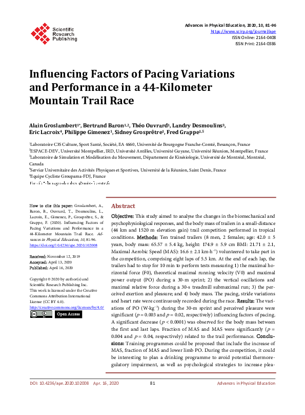 (PDF) Influencing Factors of Pacing Variations and Performance in a 44 ...