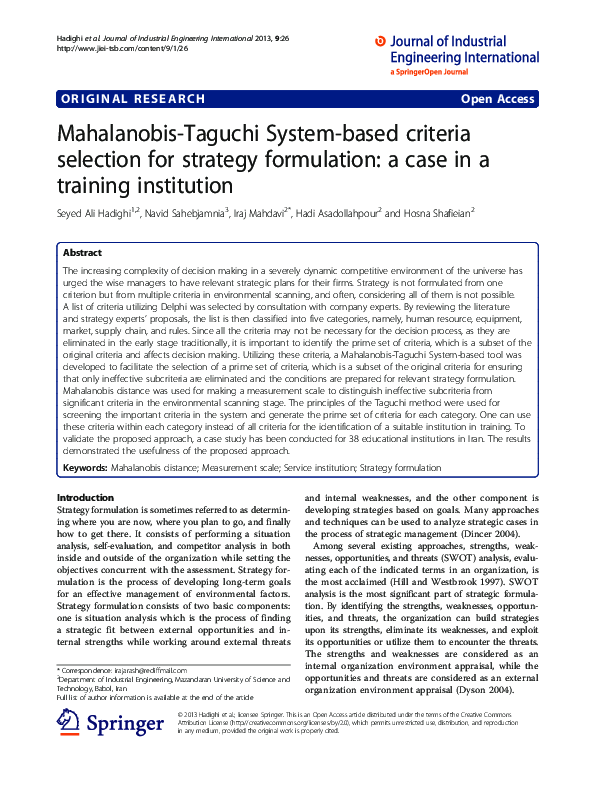 Pdf Mahalanobis Taguchi System Based Criteria Selection For Shrimp Aquaculture Development 