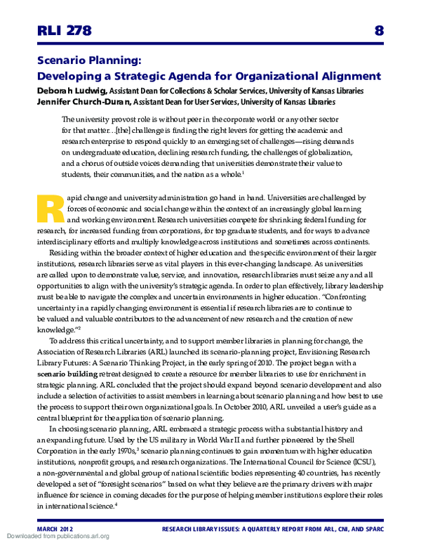 (PDF) Scenario Planning: Developing a Strategic Agenda for ...