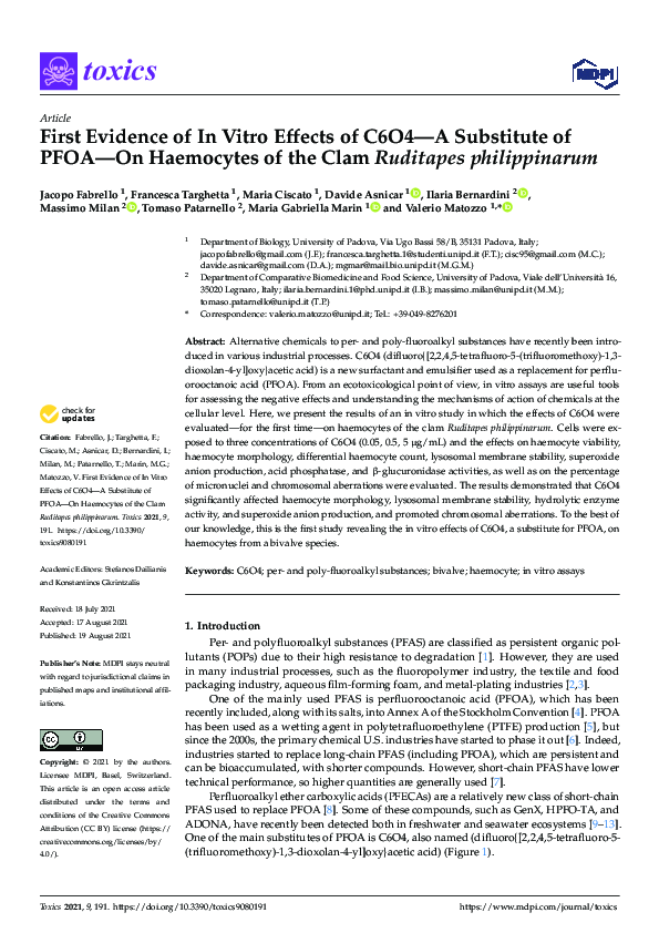 (PDF) First Evidence of In Vitro Effects of C6O4—A Substitute of PFOA ...