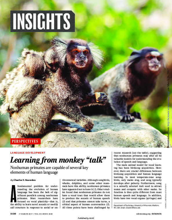 (PDF) Learning from monkey "talk