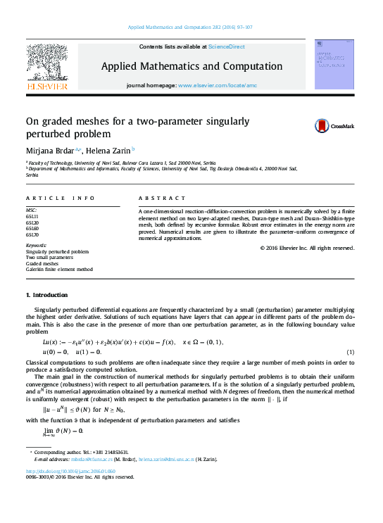 Pdf On Graded Meshes For A Two Parameter Singularly Perturbed Problem