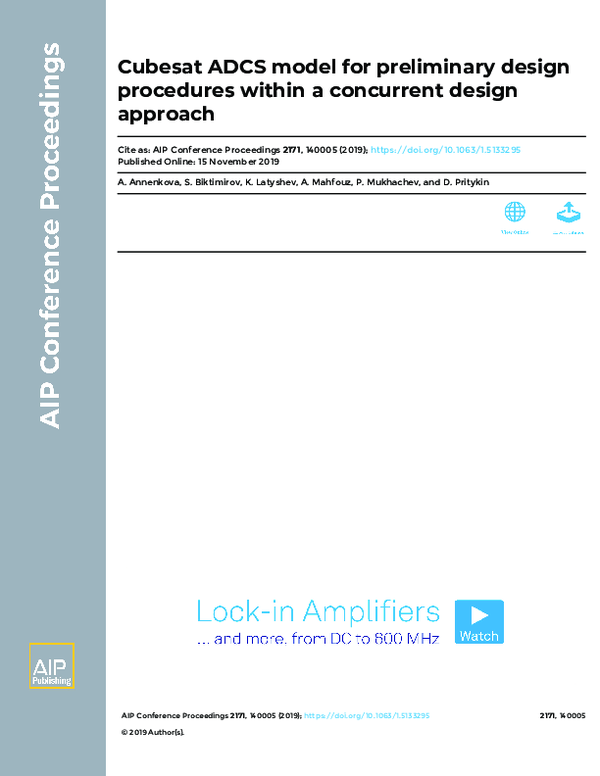 (PDF) Cubesat ADCS model for preliminary design procedures within a ...